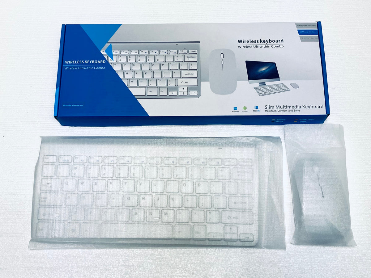 NEW 2.4GHZ SLIM WIRELESS KEYBOARD & MOUSE COMBO, SILVER – Offer Down